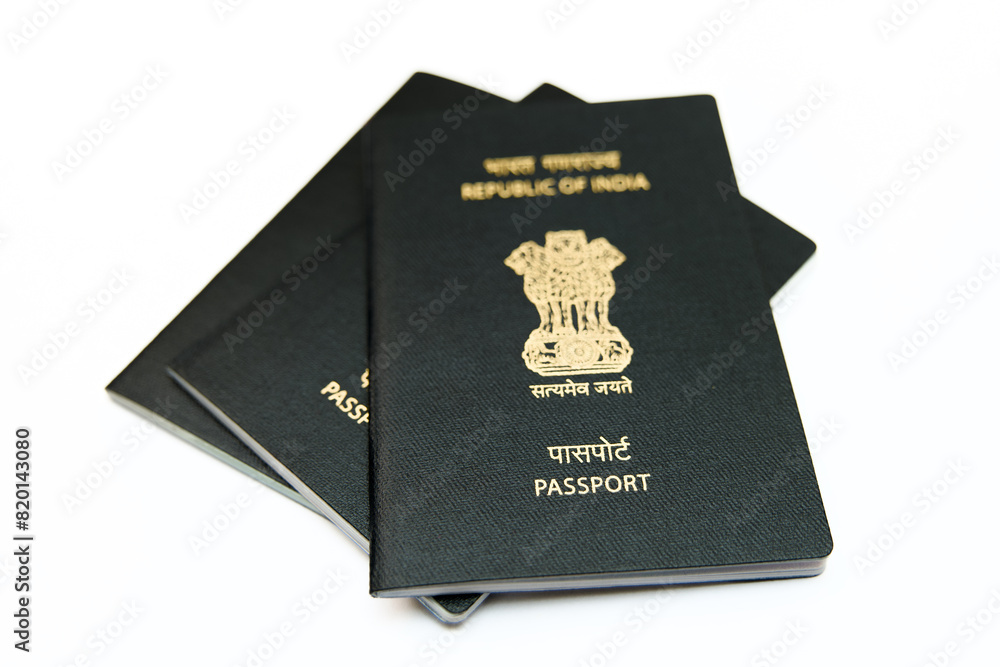 Indian Passport isolated on white background with clipping path and ...