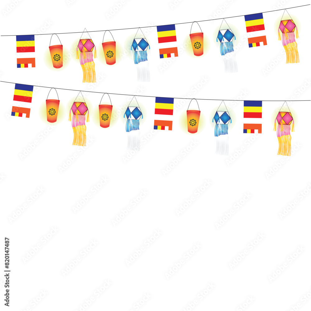 buddhist flag, vesak lantern, vesak day background with copy space ...