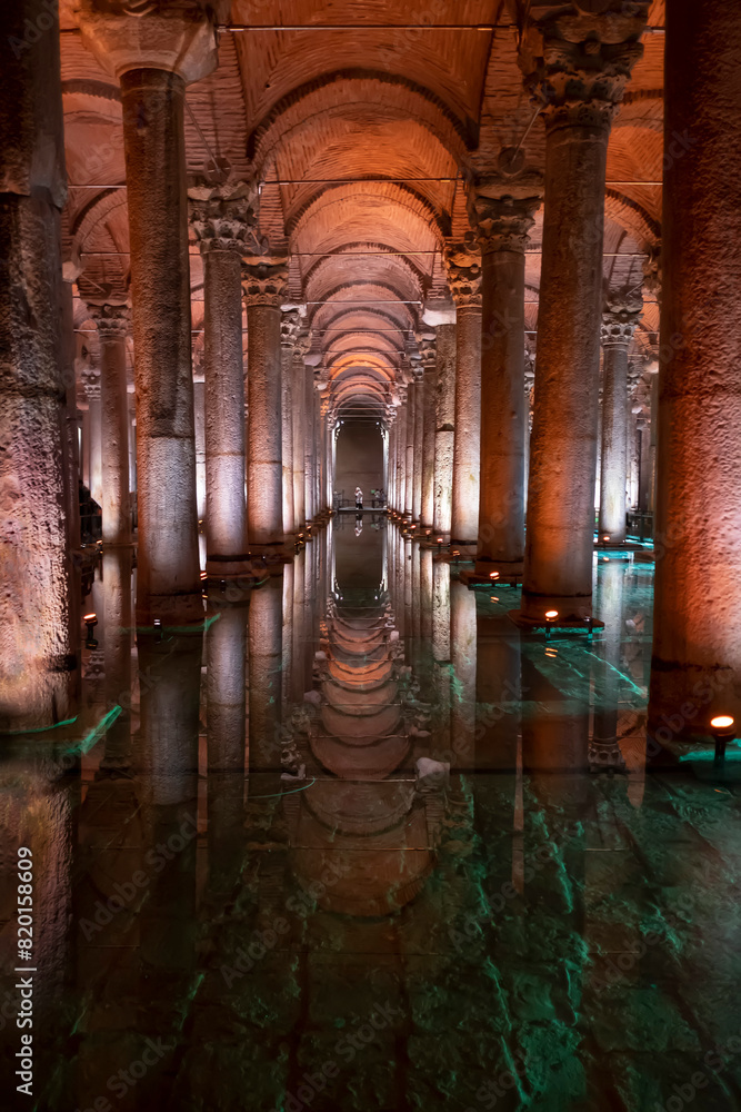 Basilica Cistern, or Yerebatan Sarayi, is the ancient underground water ...