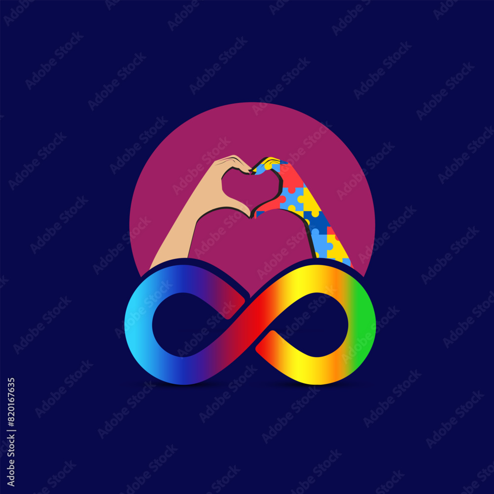Vetor de Autistic rainbow eight infinity symbol icon vector. World ...