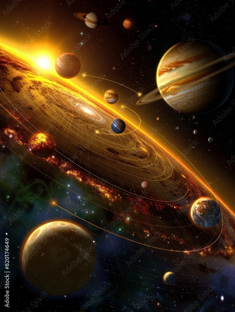 Solar system and planets in outer space - Vivid representation of the ...