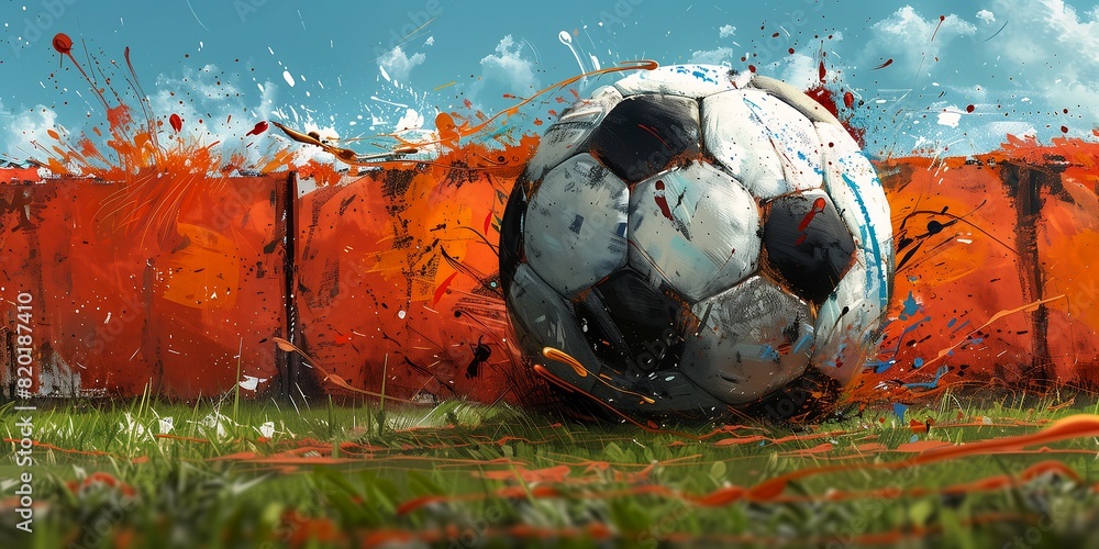 soccer ball field fence background spectacular splatter explosion ...