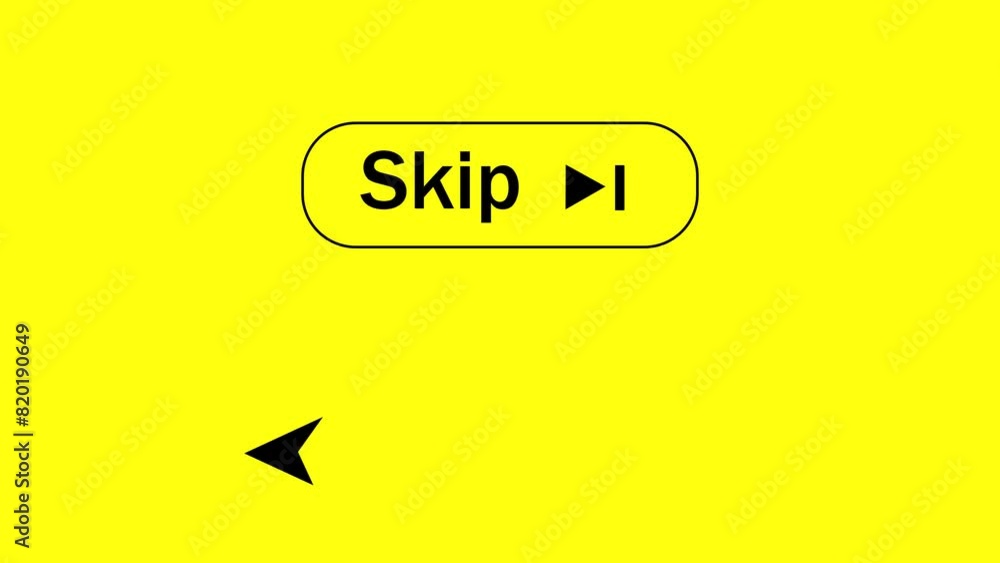 animated video of computer mouse cursor by clicking skip button ...