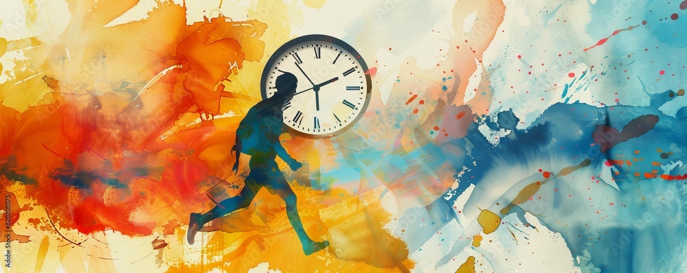 Running against the clock flat design top view, pressure theme ...