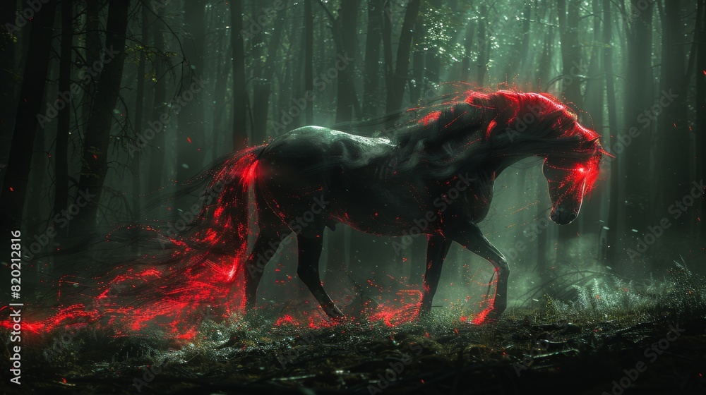 Eerie Presence of the Blood Horse: Gothic Digital Art of a Equine ...