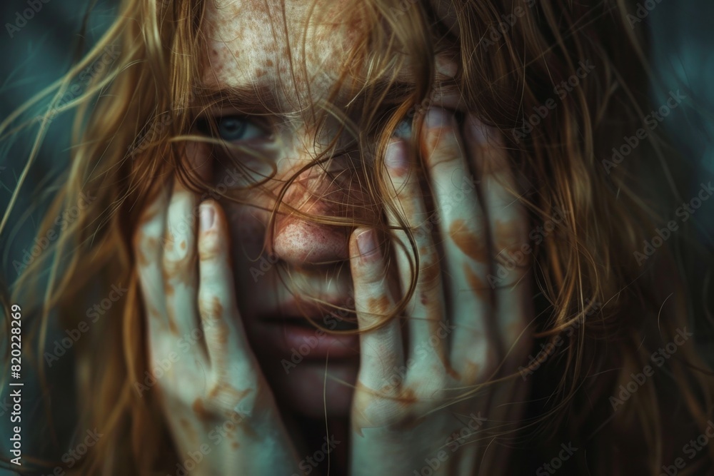 Facepalm woman, disappointment girl, sad covering face with hands ...