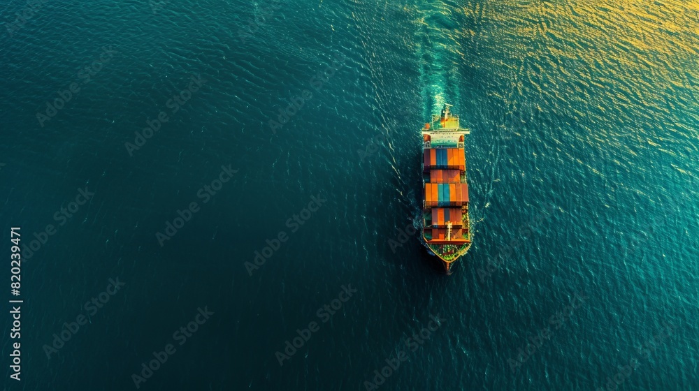 An aerial ultra-wide photo from a drone, capturing a colorful container ...