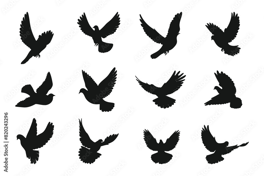 Dove silhouette vector art white background Stock Vector | Adobe Stock