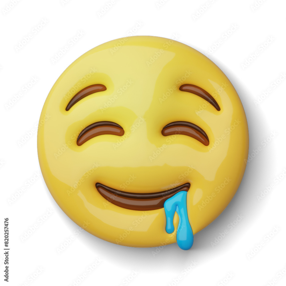 Laughing emoji with frothing at the mouth, relief expression, alpha PNG ...