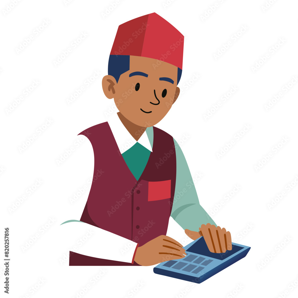 illustration of a Nepali mid-aged man wearing Nepali daura suruwal coat ...