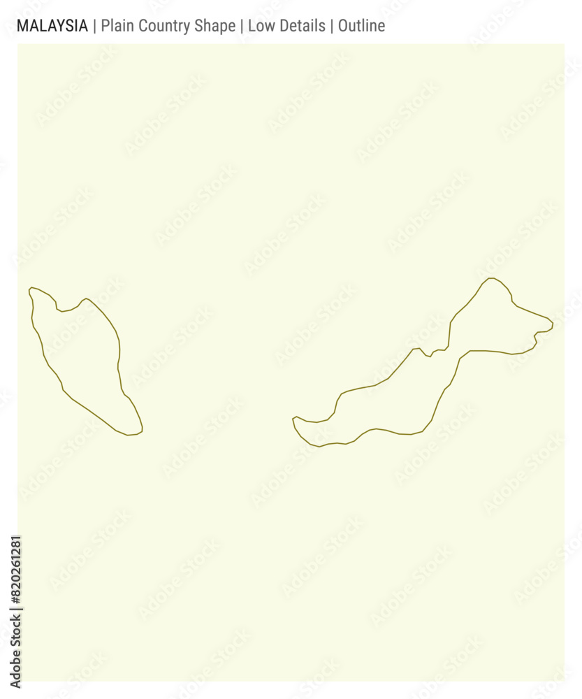 Malaysia plain country map. Low Details. Outline style. Shape of ...