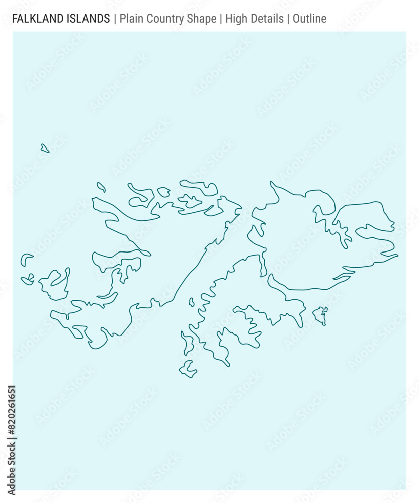 Falklands plain country map. High Details. Outline style. Shape of ...