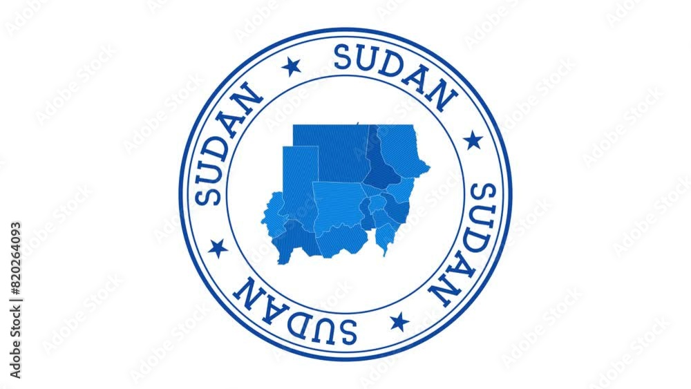 Sudan intro. Badge with the circular name and map of country. Sudan ...