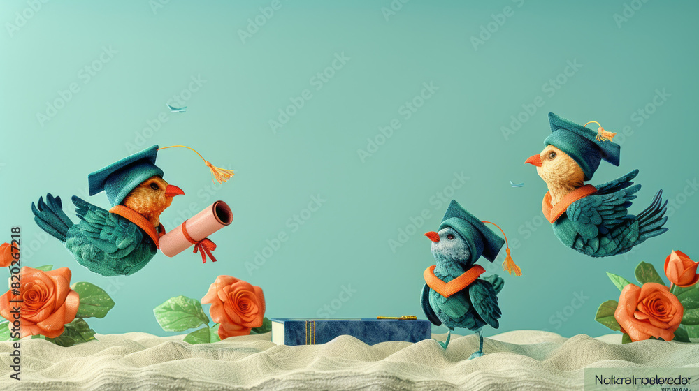 Award Winning National Geographic Minimal style, 3D birds in graduation ...