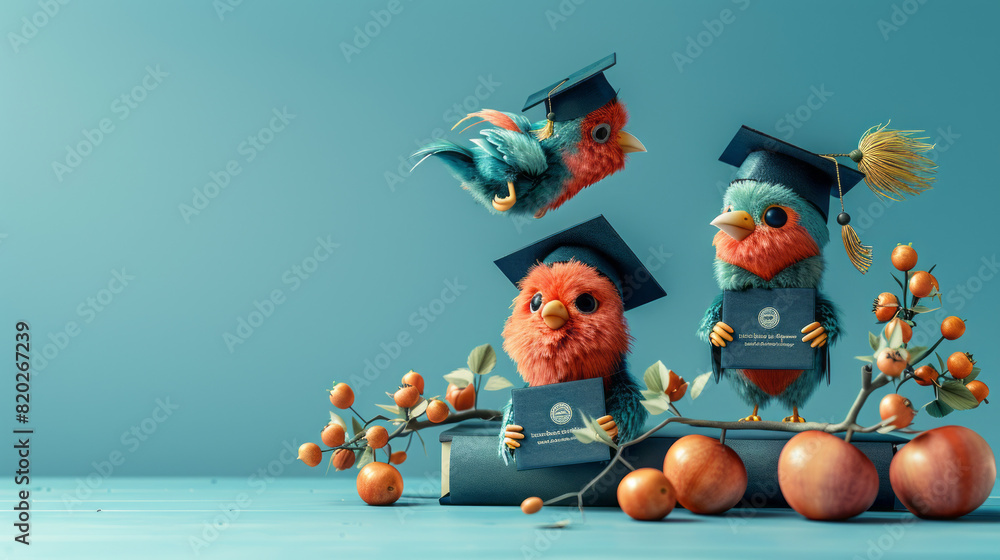 Award Winning National Geographic Minimal style, 3D birds in graduation ...