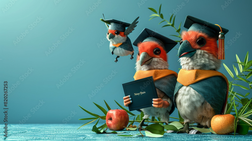 Award Winning National Geographic Minimal style, 3D birds in graduation ...