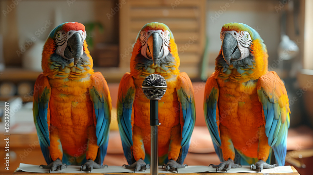 Award Winning national geographic Minimal style, 3D plump parrots in ...