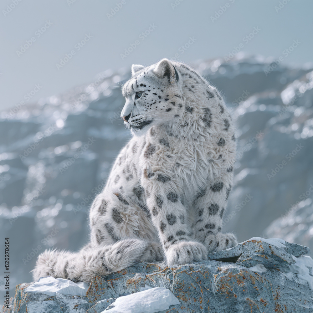 Award Winning national geographic Minimal style, 3D Snow Leopard in ...