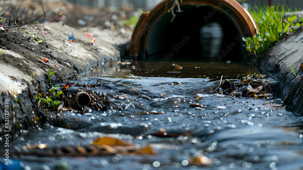Polluted Storm water Drain Carrying Urban Runoff - Environmental Impact ...