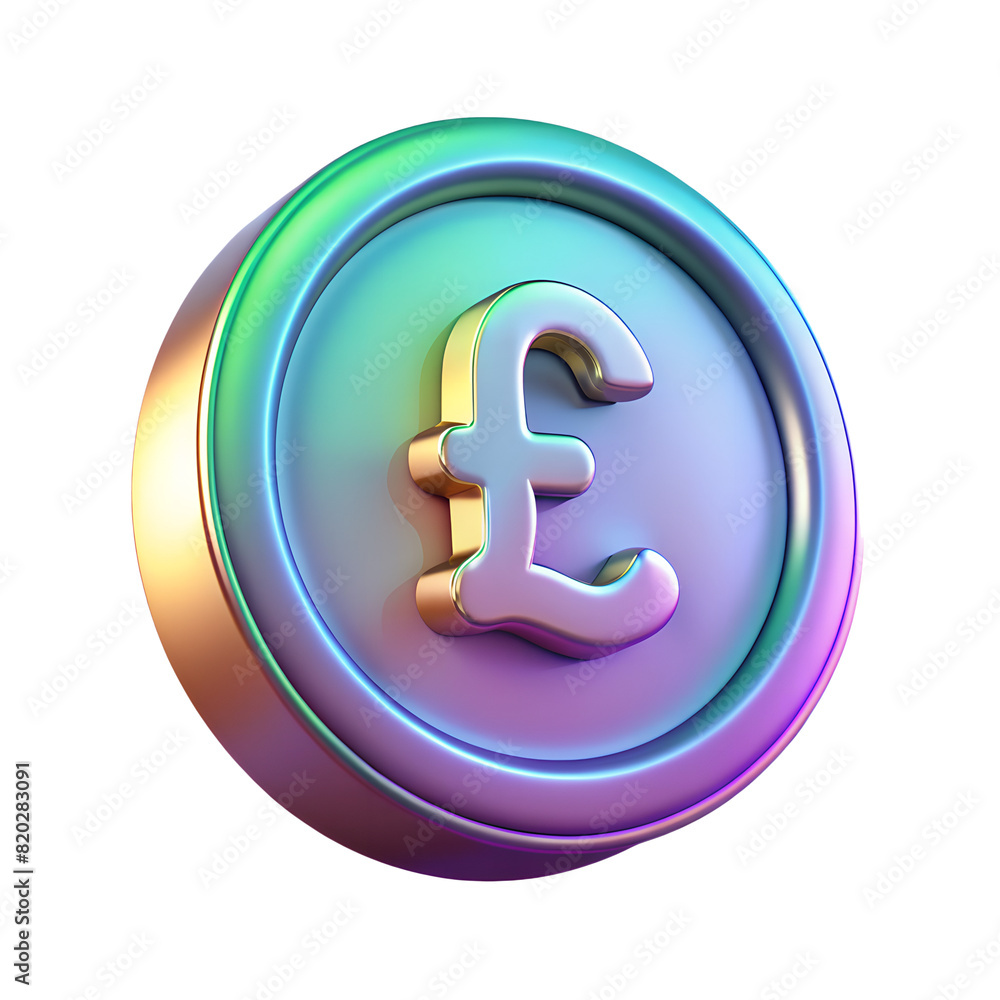 Holographic British pound coin saving bank for deposit banking of ...