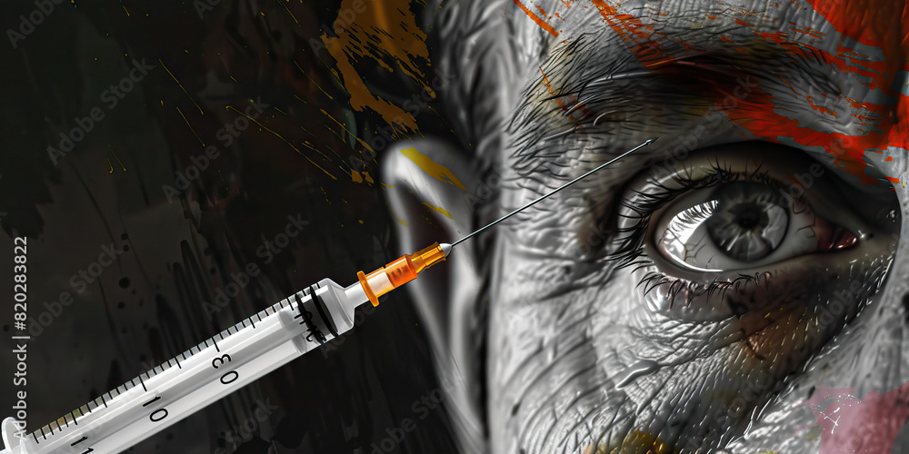 Drug addict daily struggle with shooting up needles. drugs. Hash ...