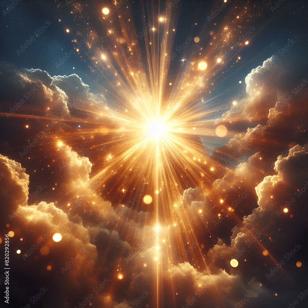 Abstract Radiant Yellow Gold Beam Glitter Sparkle of Luminous Light ...