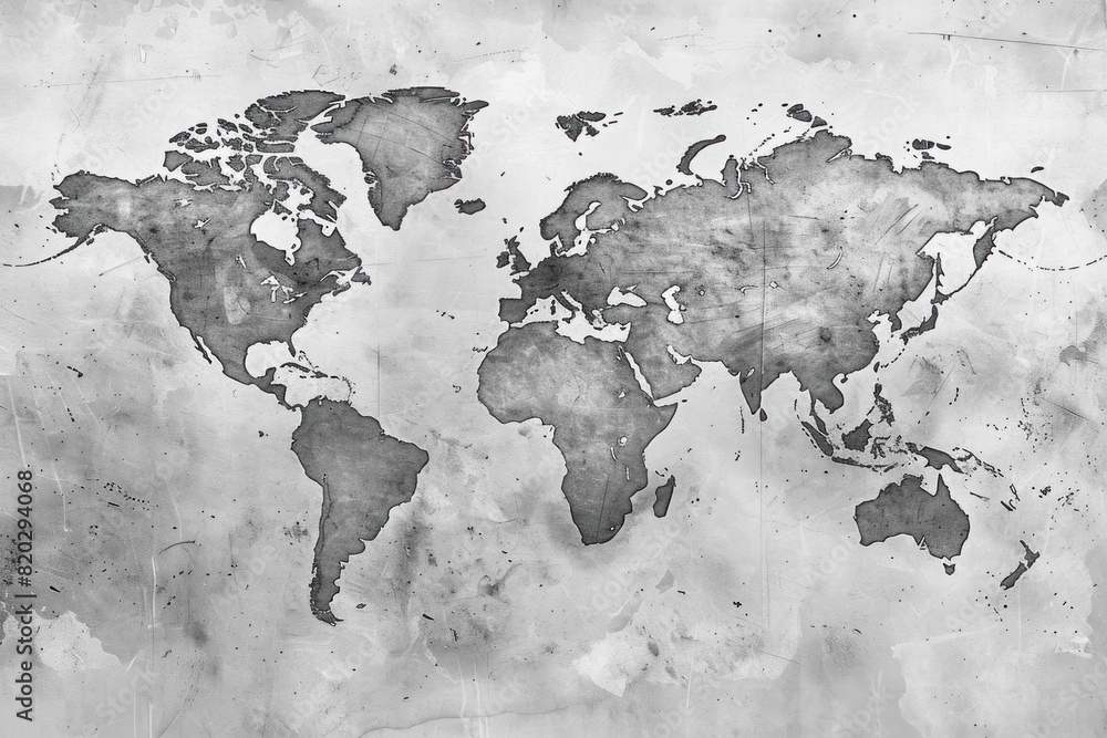 Gray blank world map. Isolated on white background. Stock Illustration ...