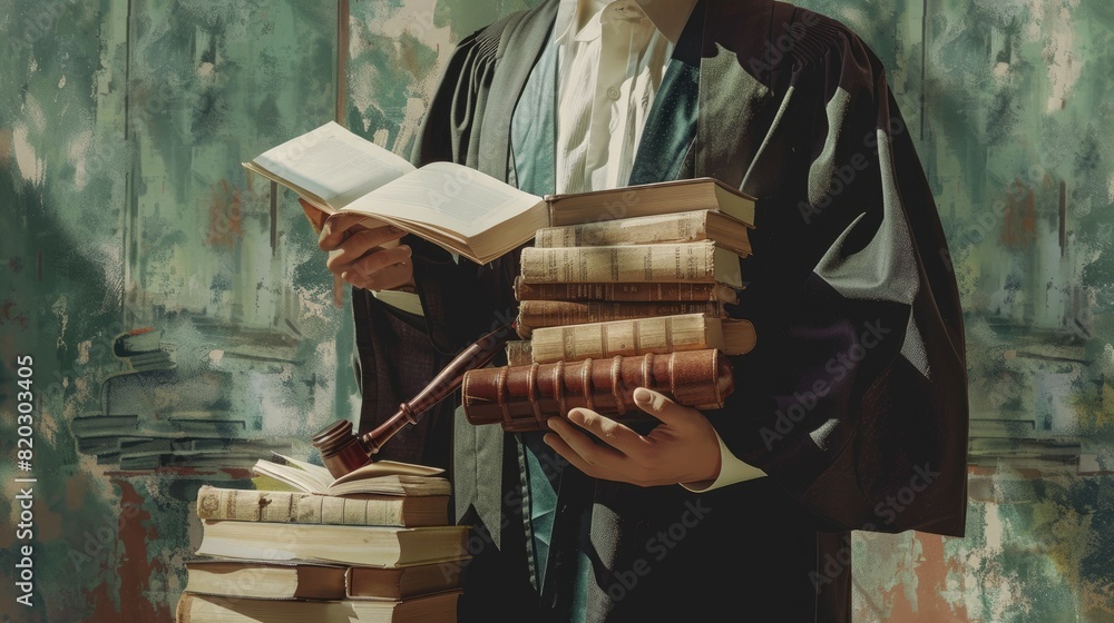 The photo shows a male judge wearing a black robe and holding a stack ...