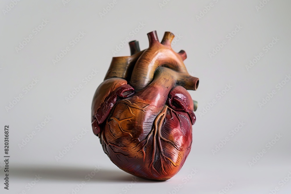 Human heart medical reference model isolated on a white background ...