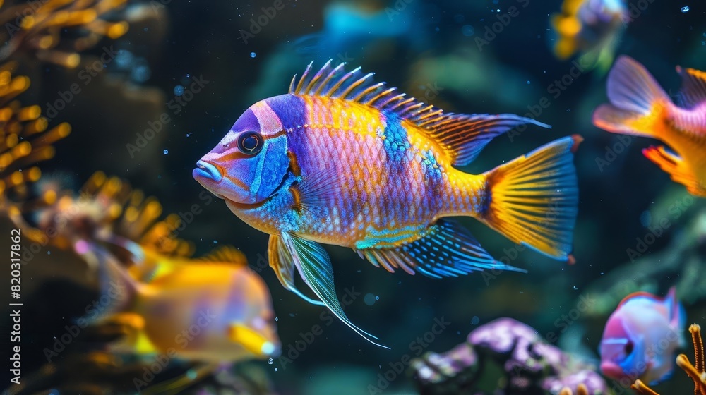 Colorful tropical fish swimming in a vibrant coral reef, showcasing the ...