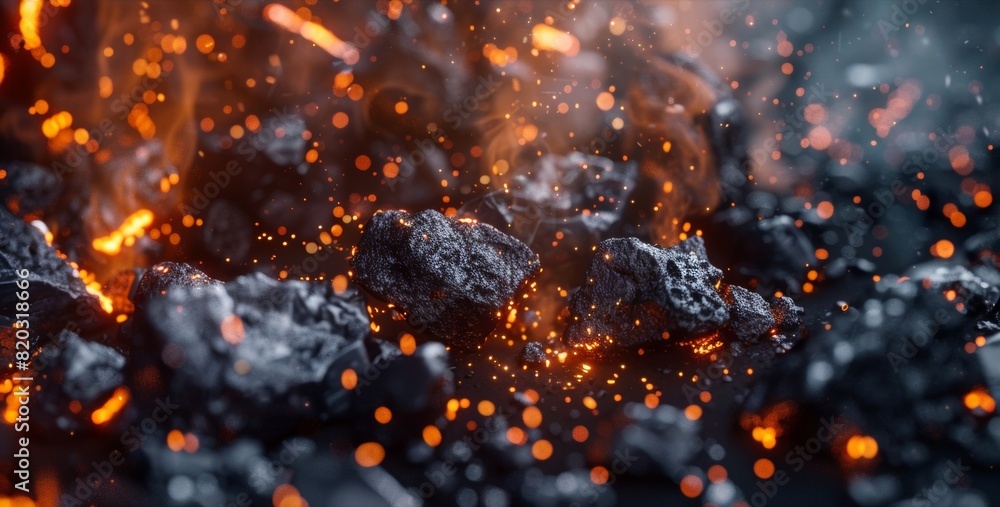 An animated sequence showing how heat and pressure turn solid coal into ...