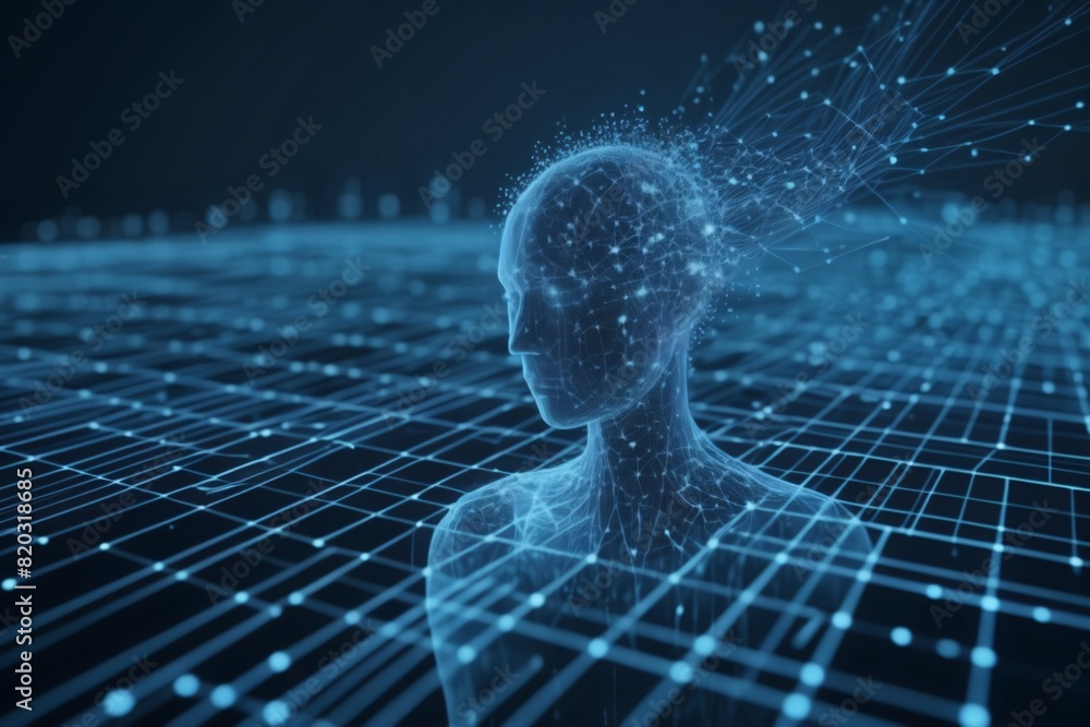 Artificial intelligence collecting data, Neural network of AI, Computer ...