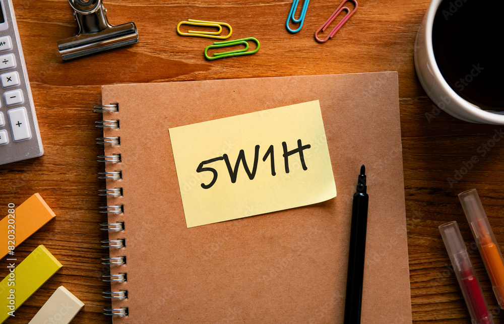 There is sticky note with the word 5W1H. It is an abbreviation for When ...