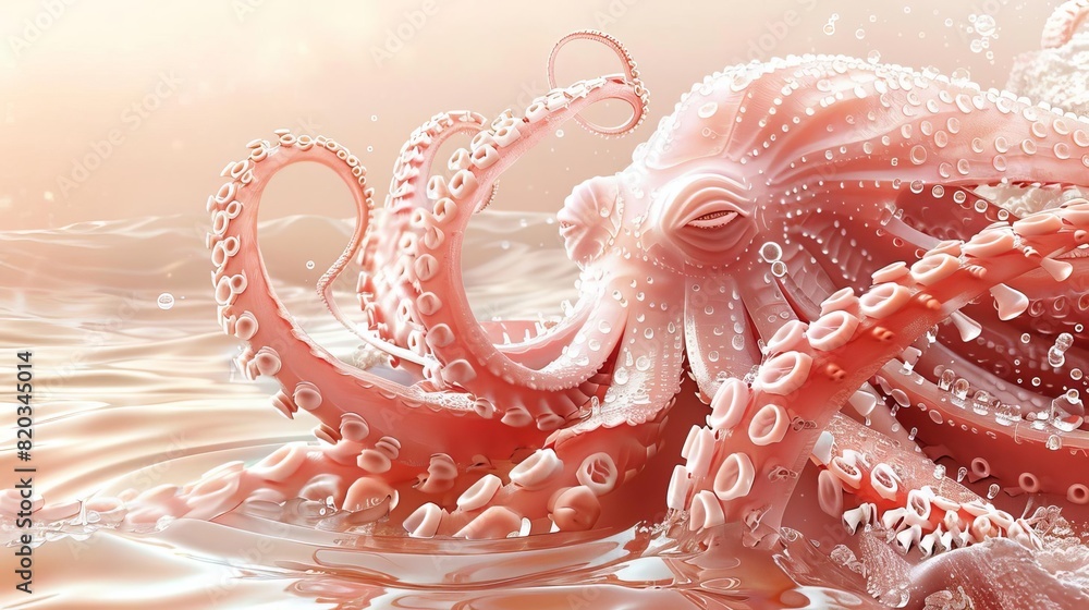 A mysterious kraken emerging from the depths of the ocean, tentacles raised Stock Illustration ...