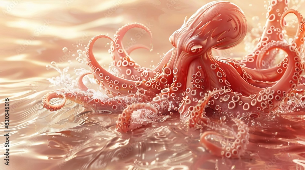 A mysterious kraken emerging from the depths of the ocean, tentacles raised Stock Illustration ...