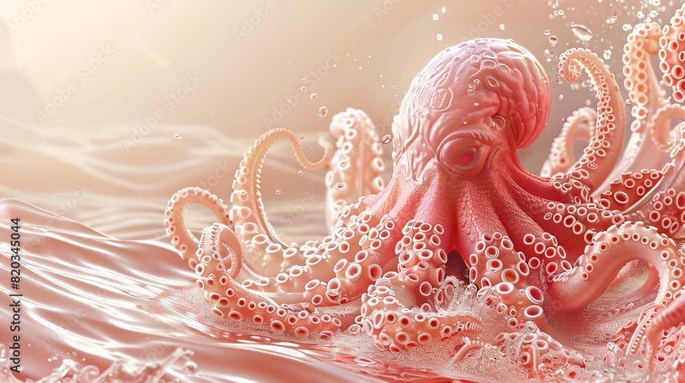 A mysterious kraken emerging from the depths of the ocean, tentacles raised Stock Illustration ...