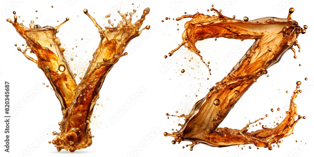 Letters Y, Z. Cola Soda Alphabet on White Background with Splash ...