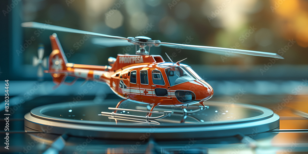 Red small military transport helicopter on white isolated background ...