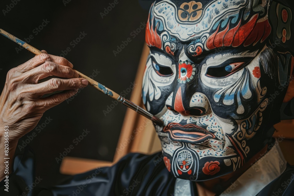 korean american artist creating traditional mask painting celebrating ...