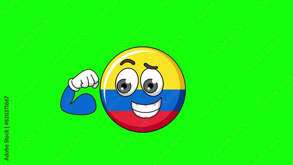 Flexing muscle of flag of colombia cartoon, strong pose mascot ...