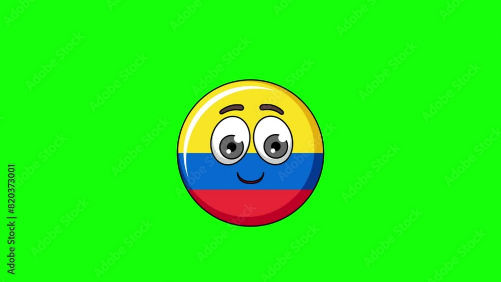 flag of colombia cartoon with a smiling face with heart eyes, emoji ...