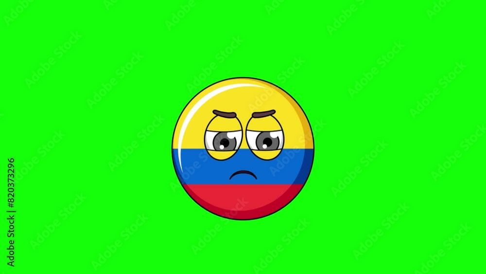 Angry emoticon of flag of colombia character, loop animation emoji ...