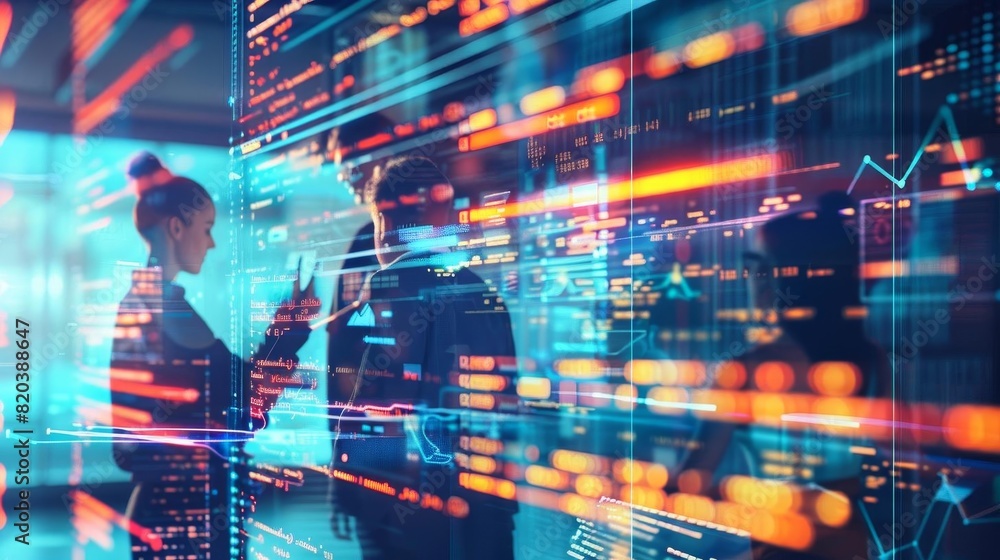 Software development side view illustrating team collaboration and ...