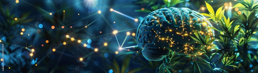 Cannabis Cognition A highresolution rendering of a brain with ...