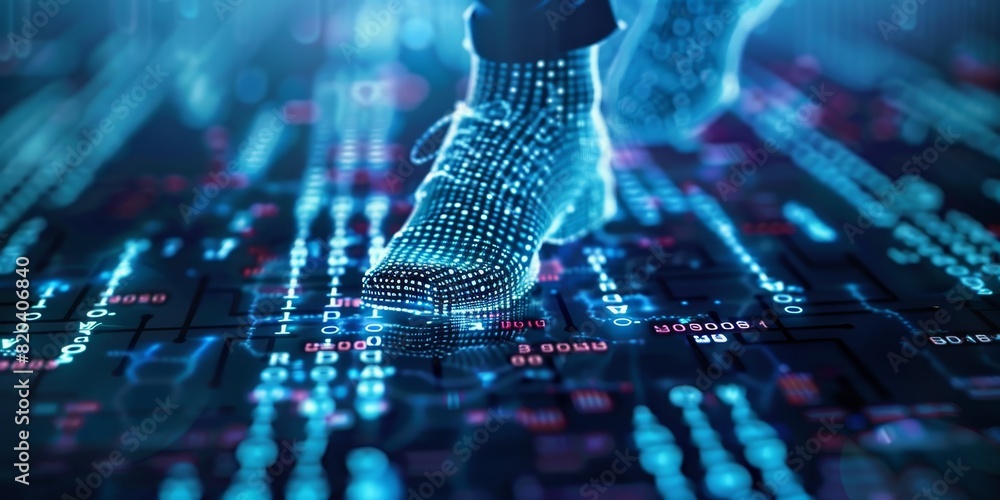 Cybersecurity Digital Footprints Made Of Binary Code Highlighting The Importance Of