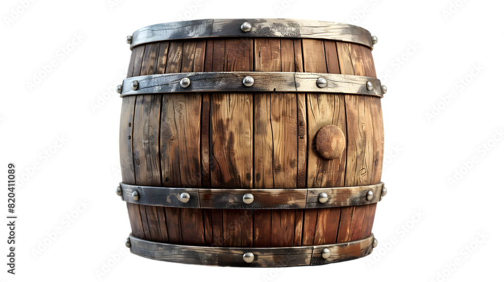 Wooden barrel isolated on a transparent background cut out. Stock Photo ...