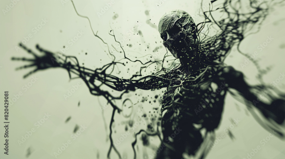 3. Stock photo of a person with an extra head and limbs, blurred and ...