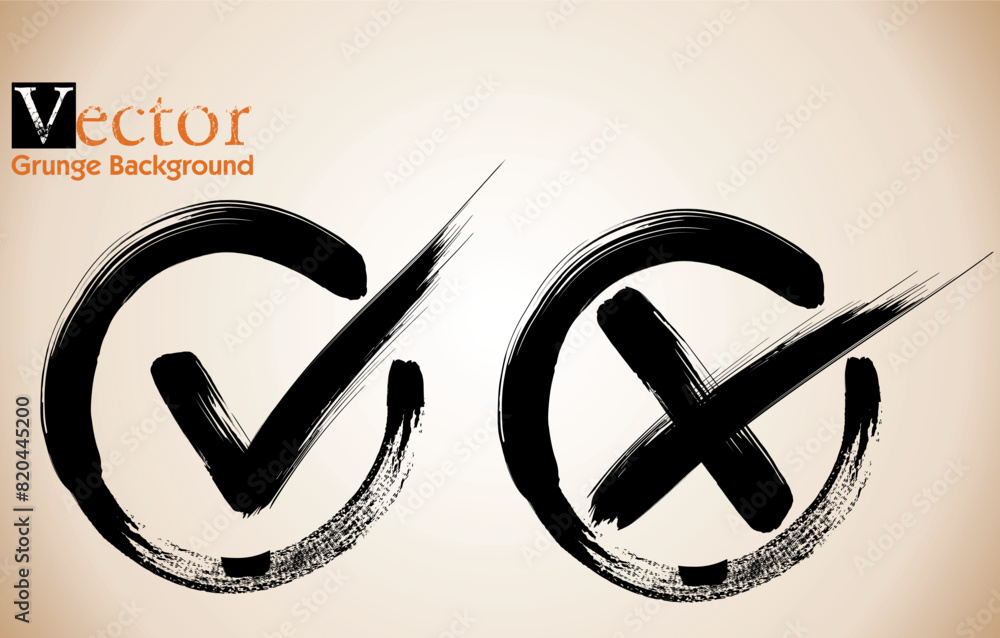 cross brush stroke, question mark, Hand Drawn Grunge Brush vector, Question, approval tick and ...