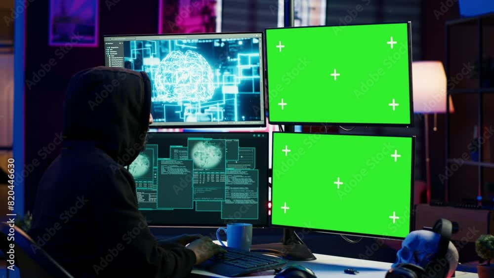 Rogue computer scientist uses AI deep learning and green screen PC to develop malware. Hacker ...