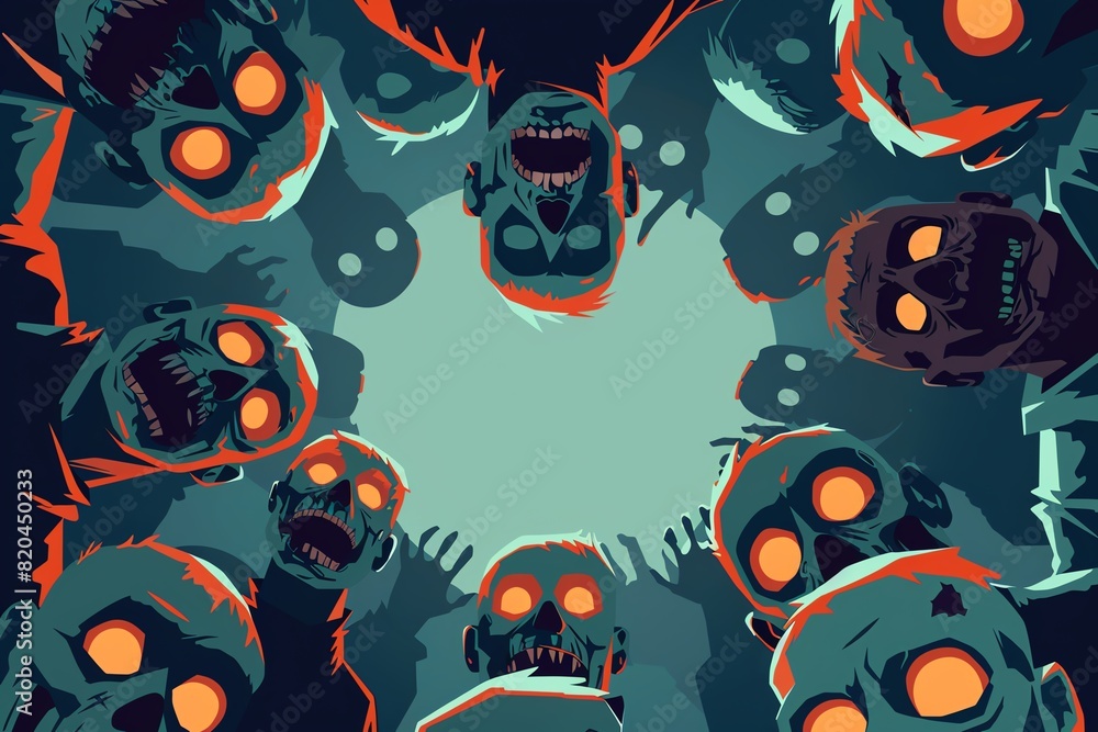 Undead flat design top view theme horror survival animation ...
